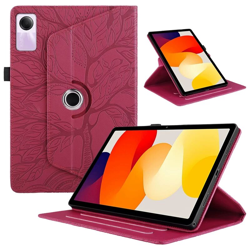 Чехол для Redmi Pad SE 11 дюймов с вращающейся подставкой для бизнеса, красный