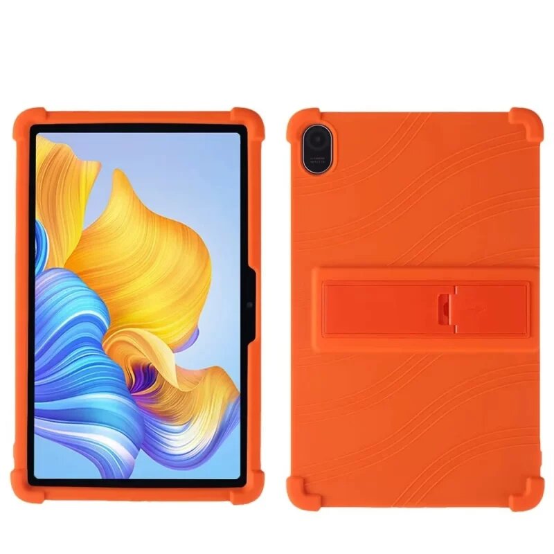 Силиконовый чехол для Honor Pad 9 12.1 дюймов с подставкой - Оранжевый цвет для защиты планшета