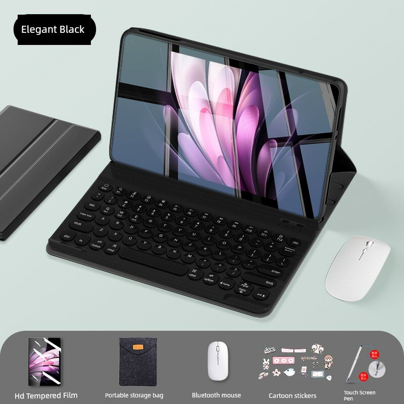 Чехол для Vivo Pad6 Pro 13.2 дюйма с черным цветом и черной клавиатурой, круглые клавиши