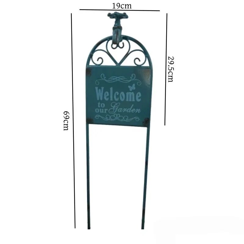 Садовая фигурка с надписью Welcome to our Garden, металл, для газона, цвет зеленый — фото 1