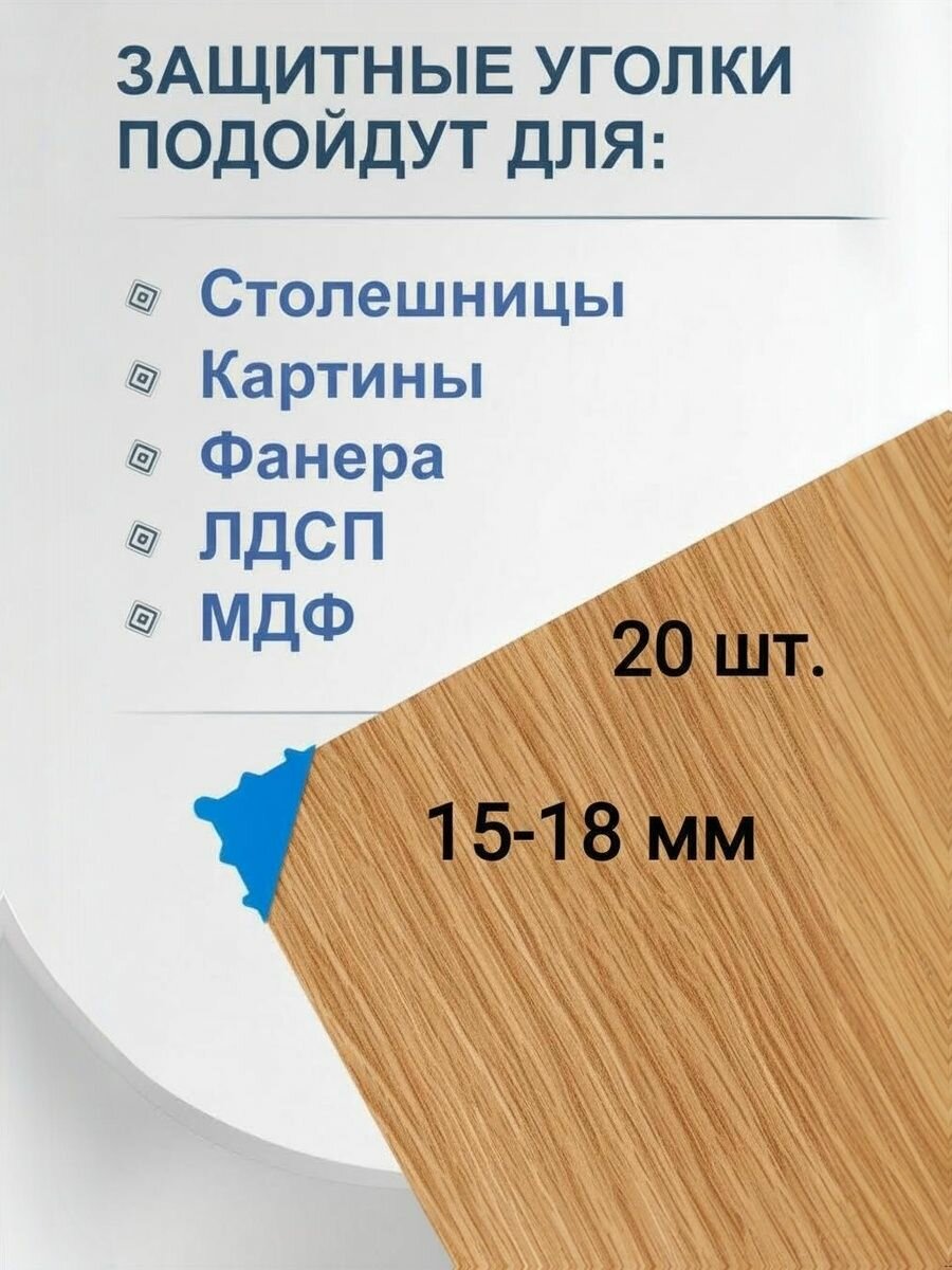 Защитный уголок , синий, полипропилен, 15мм-18 мм, 20 штук