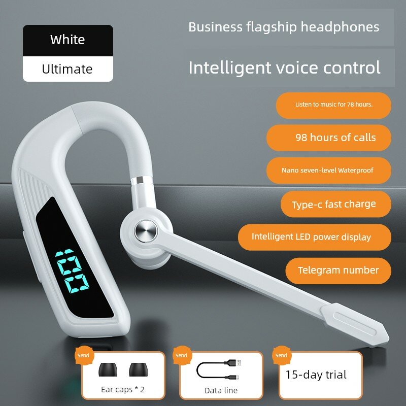 Беспроводные наушники Bluetooth с шумоподавлением, 98-часовой заряд, поддержка двух устройств, белые