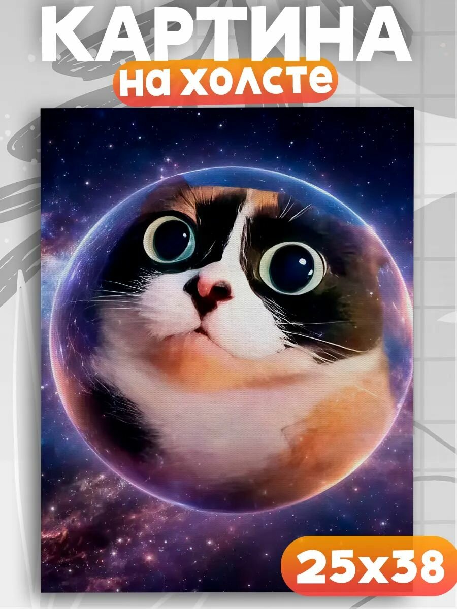 Картина на стену Котость мем Куки кот, на подрамнике, 1шт, 38х25 размер.