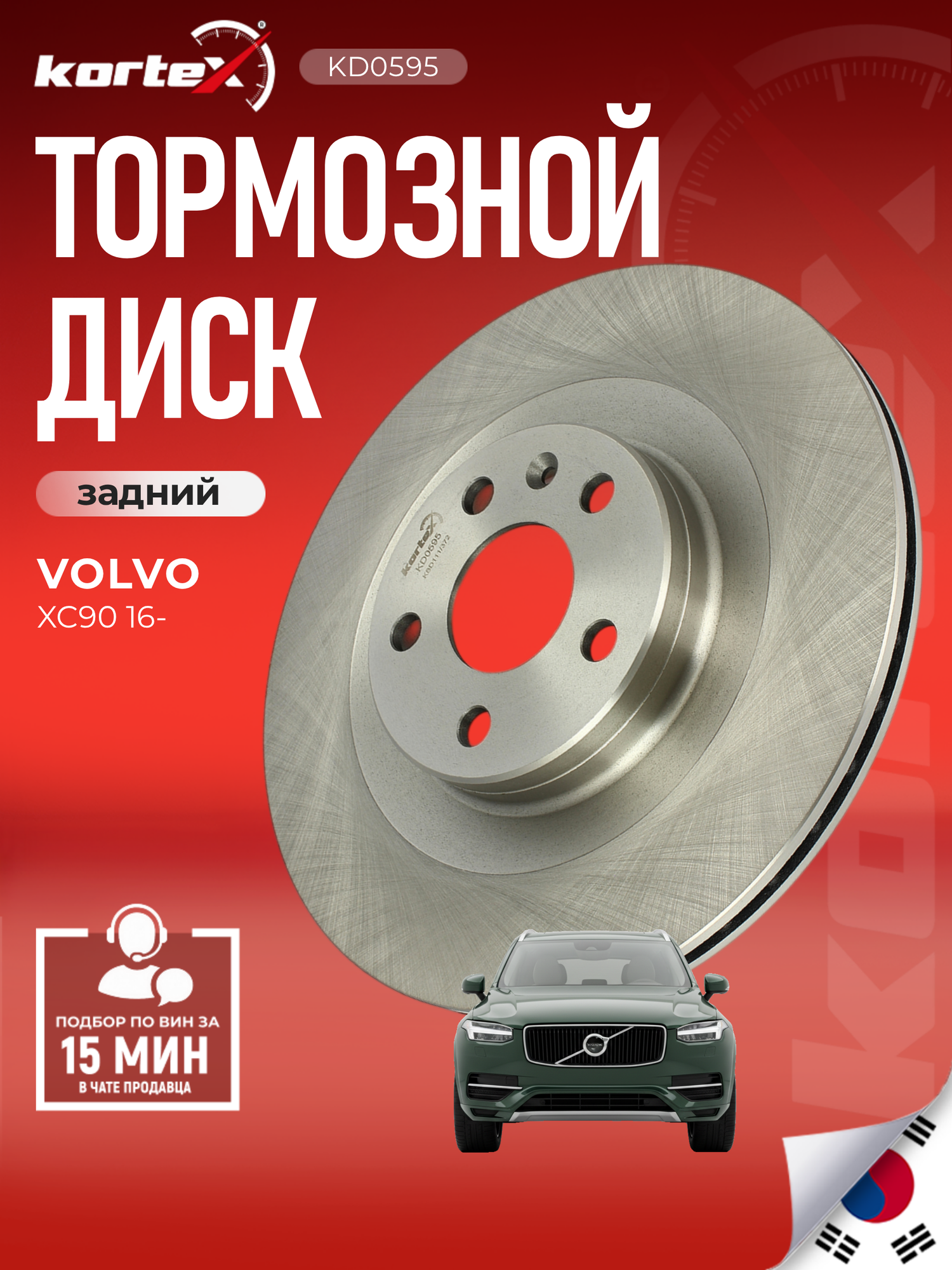 Диск тормозной (левый/правый задний) Volvo Вольво S60/S90/V60/V90/XC60/XC90 2015-, R-17" D320мм