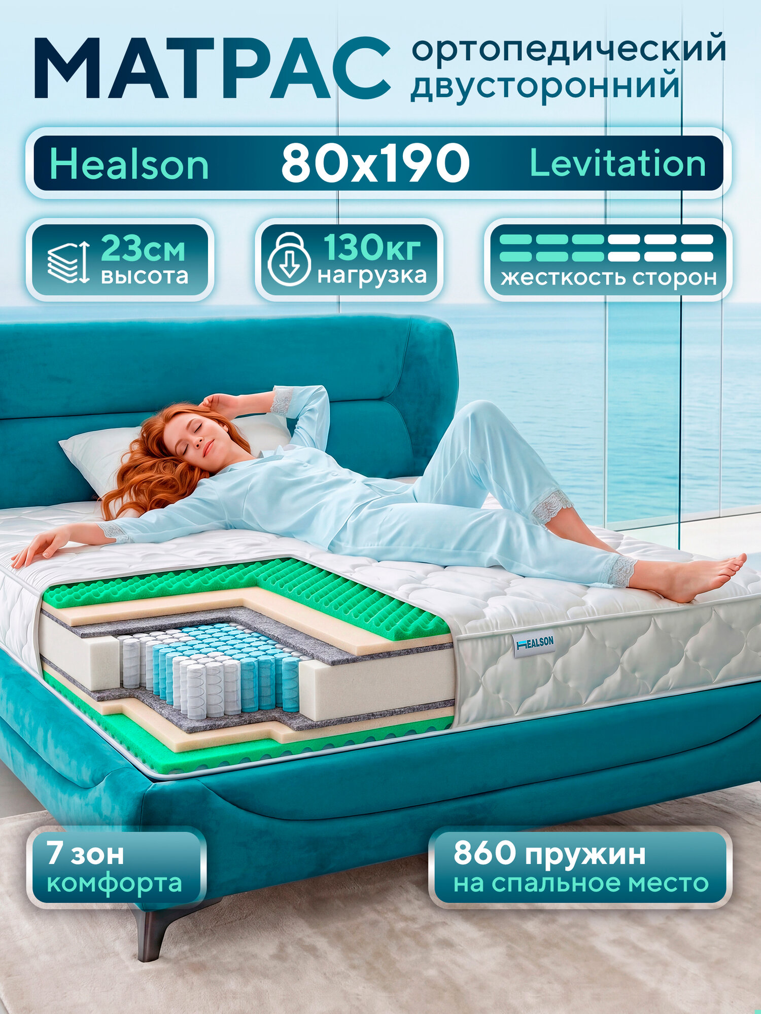 Матрас анатомический на кровать Healson Firm Levitation 80х190