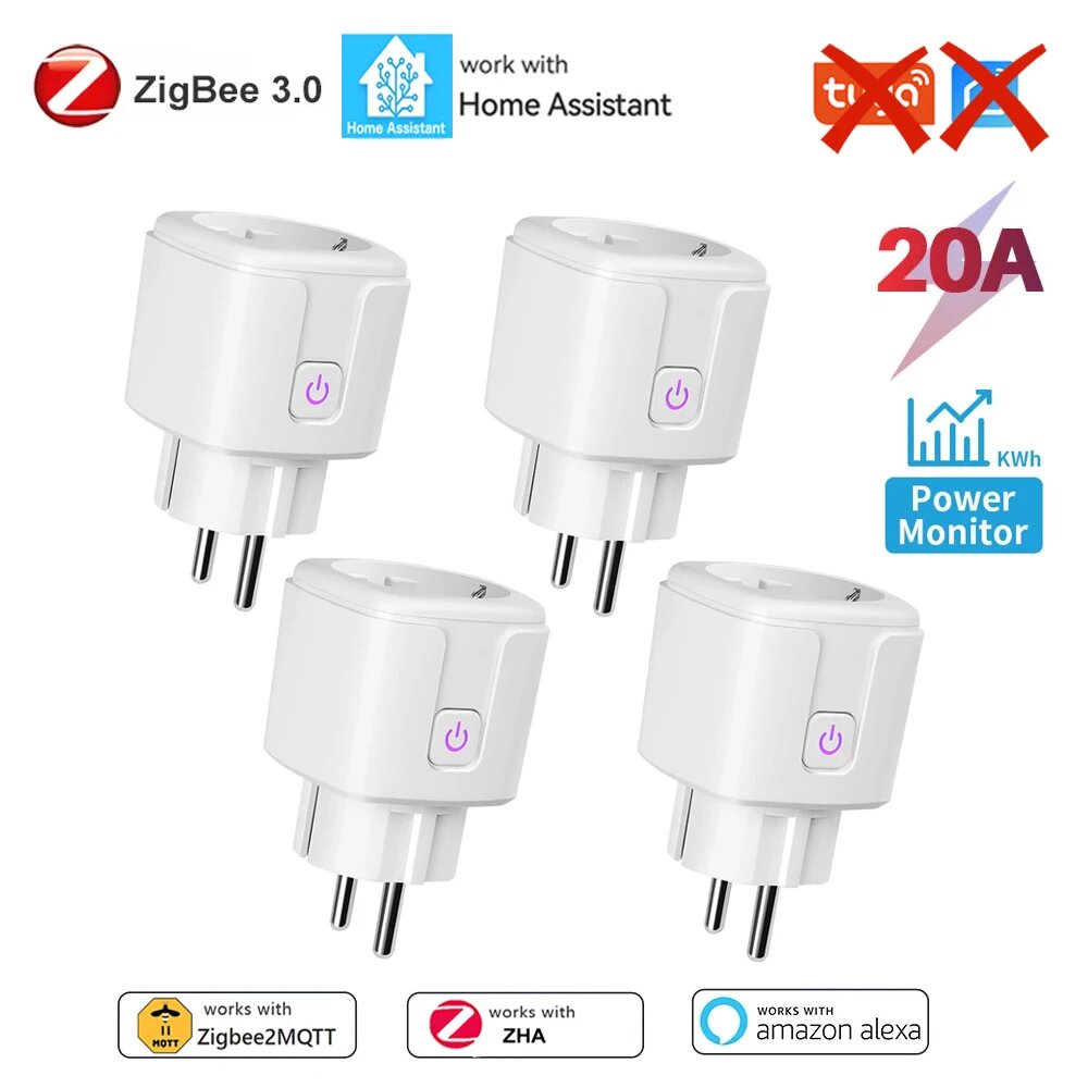 Kayesmart Smart Plug Zigbee 3.0, 20A, 4шт