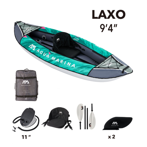 Каяк надувной Aqua Marina Laxo-285 285x90см, весло, сиденье, киль, сумка, до 110кг