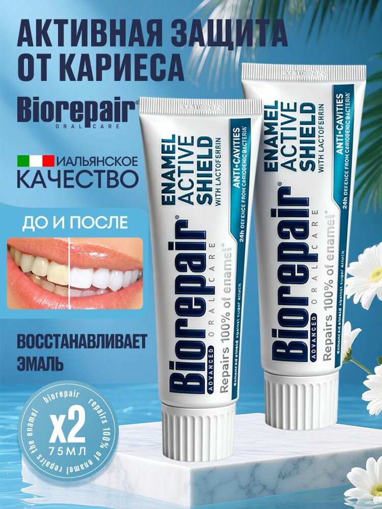 Зубная паста Biorepair Total Protective Repair Комплексная Защита, без фтора, 75 мл