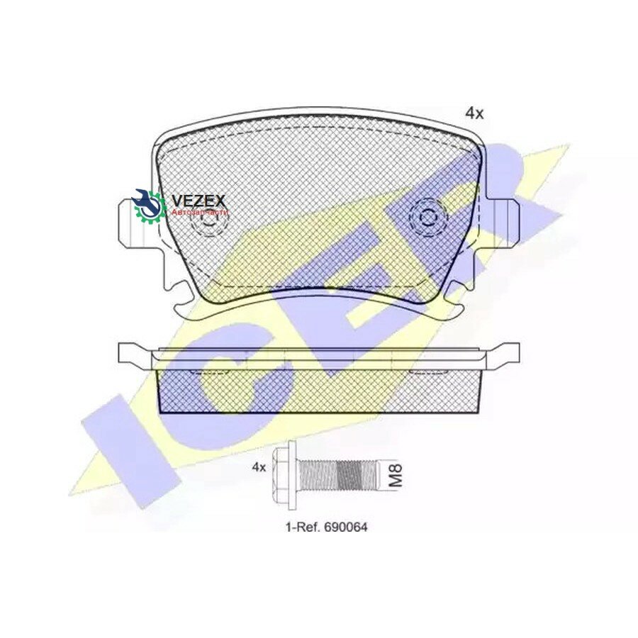 ICER 181600703 181600-703 колодки дисковые задние ! диск 16'/15'\ Audi A3 03>, VW Touran 03>