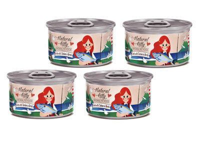 Pettric консервы Natural Kitty, тунец с курицей в бульоне 80 г х 4 шт