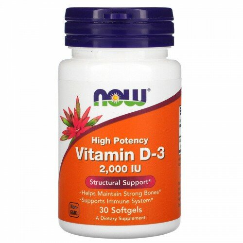 Now Vitamin D-3 2000 IU 30 капсул. Для иммунитета и баланса гормонов. Произведено в США.