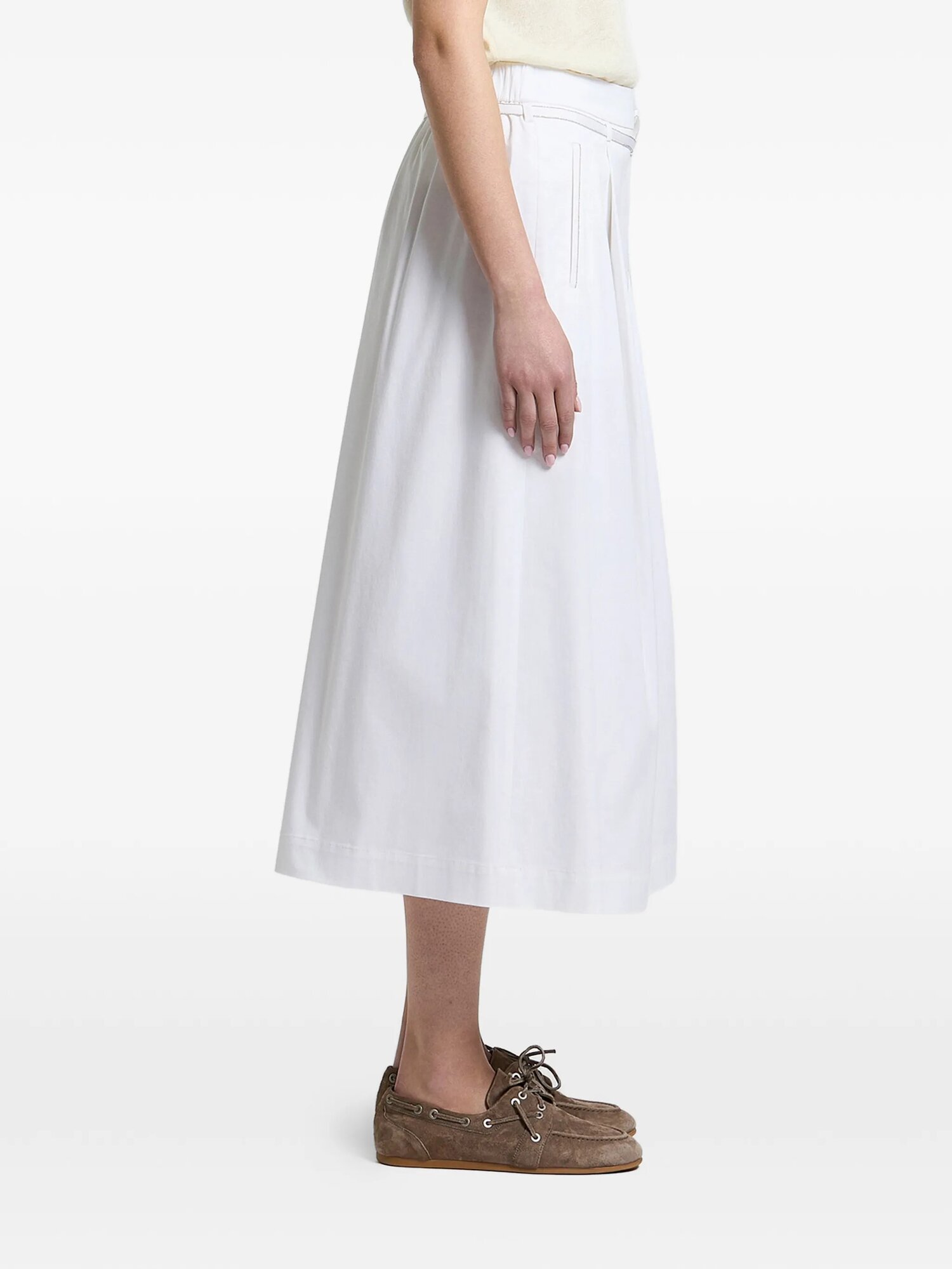 Юбка PESERICO Midi belted pleated skirt, размер 48, бежевый/белый — фото 1