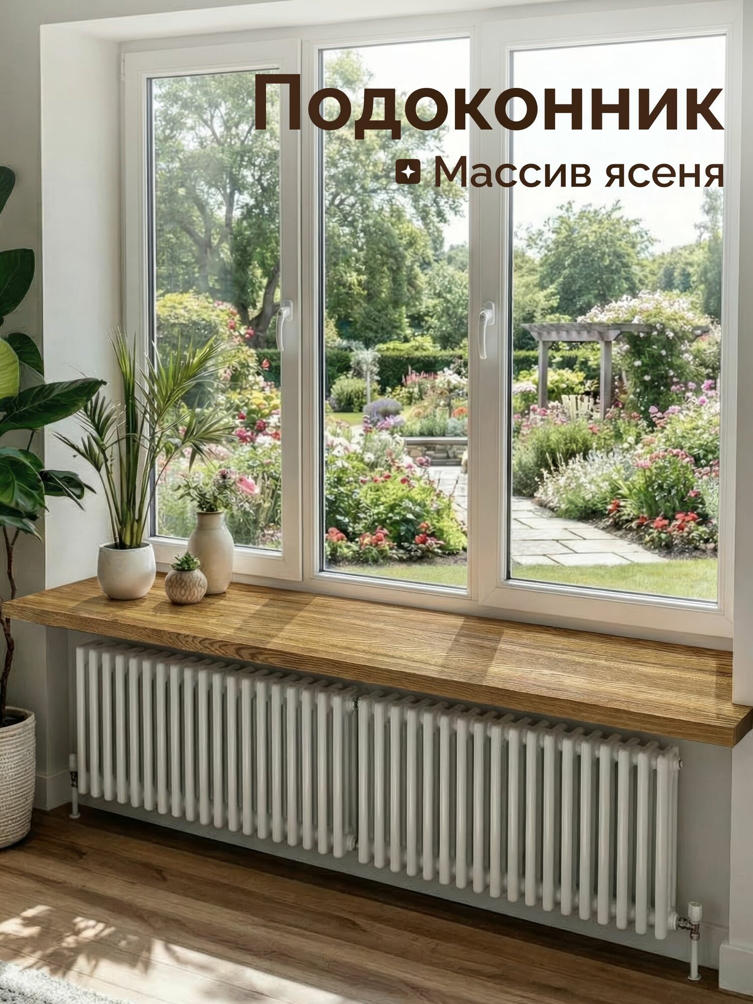 HOLZTAG Подоконник из ясеня 4х50х150см, цельноламельный щит.