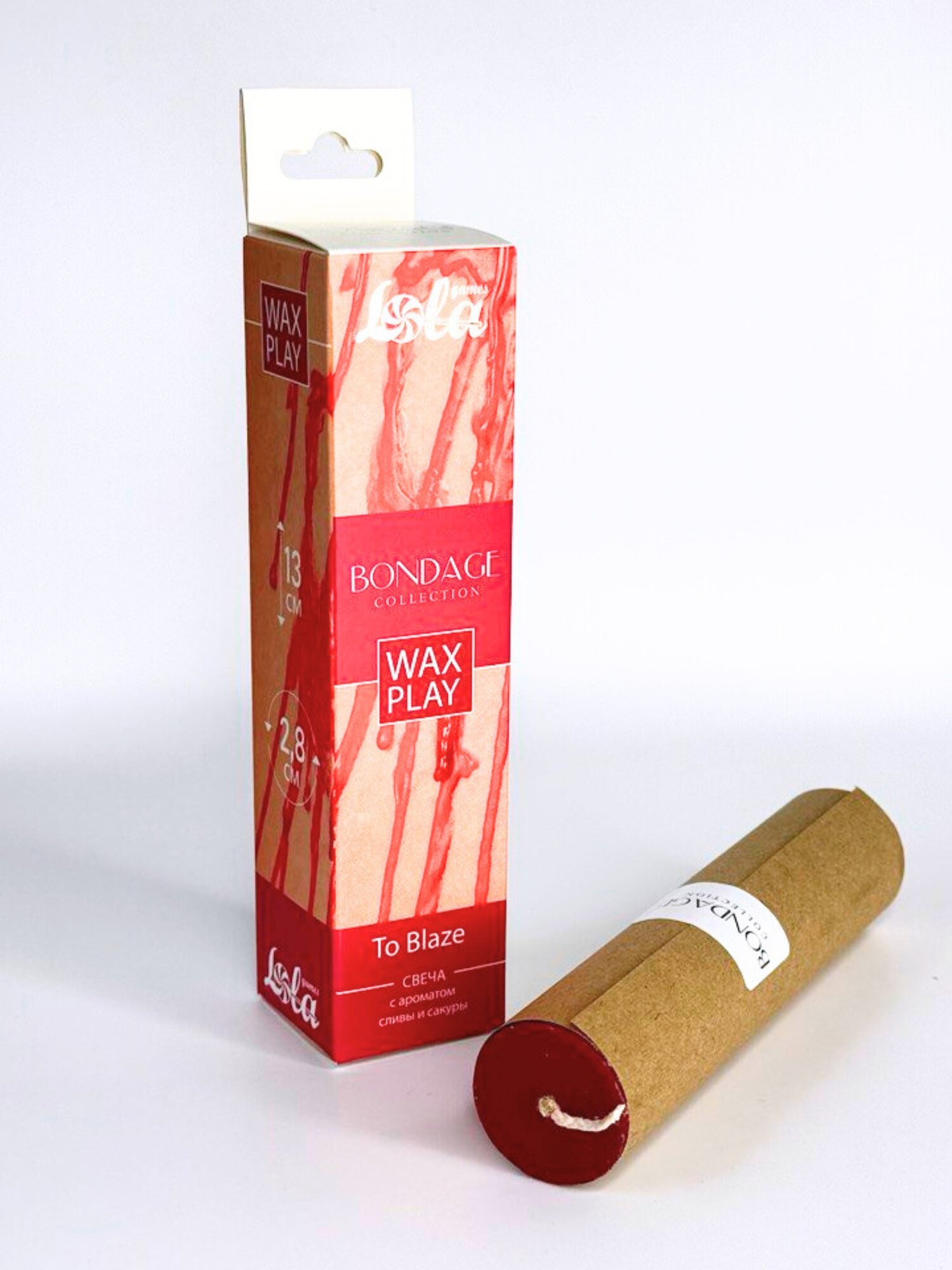 Свеча для wax play низкотемпературная "To Blaze", винный красный, 13х2.8 см, слива и сакура