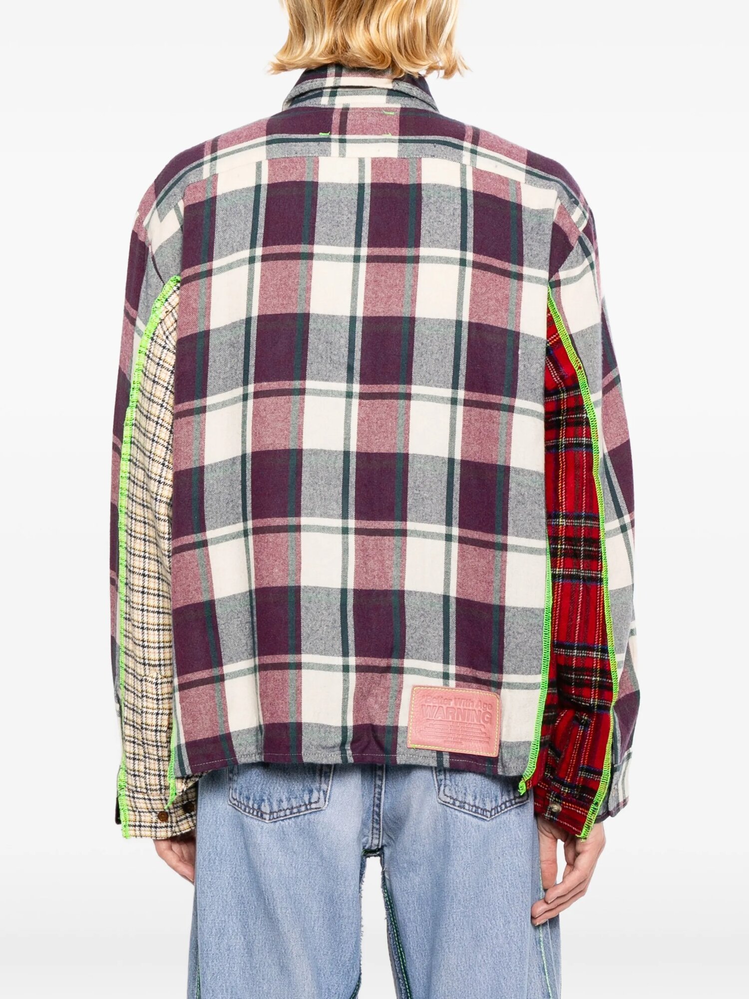 Рубашка Better With Age Patchwork check-print shirt, размер M, purple — фото 1