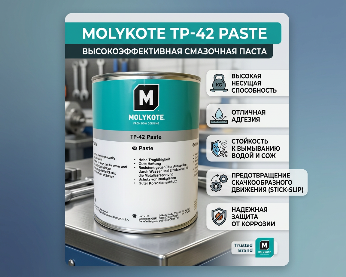 Паста Molykote TP-42 Paste, 1 кг / Термостойкая смазочная паста для высоких нагрузок в банке