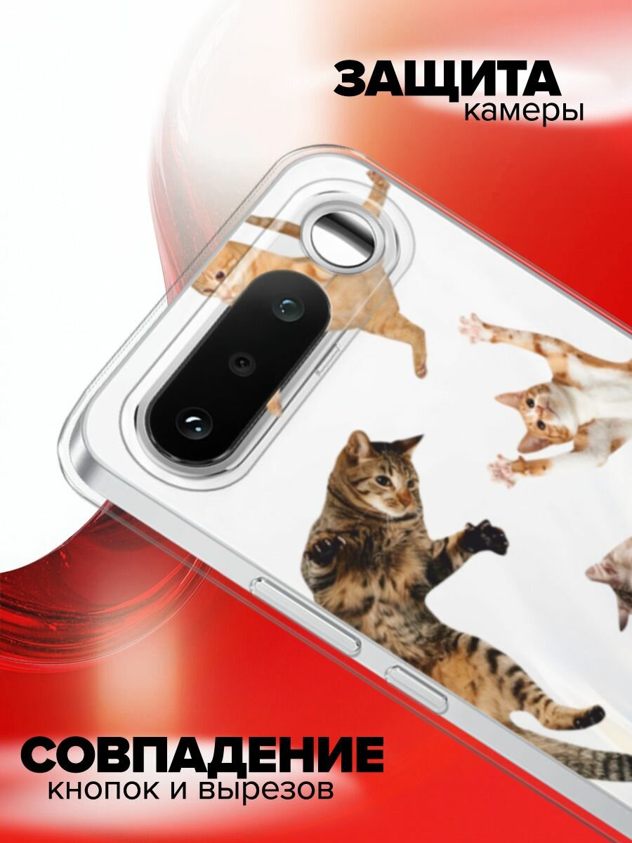 Силиконовый чехол на Realme 16 / Реалми 16 с принтом Смешные коты — фото 1