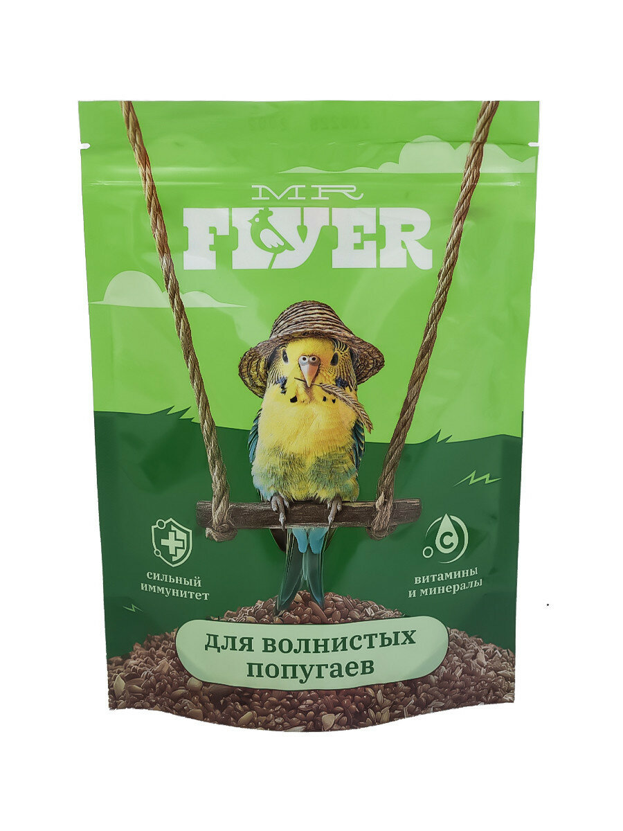 Mr.Flyer Полнорационный сбалансированный корм для волнистых попугаев, 0.5кг 0.5 кг