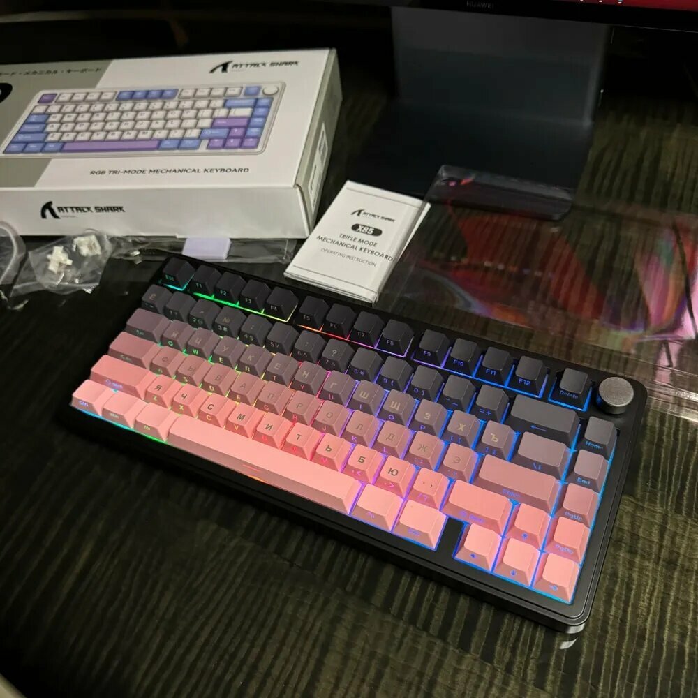 Клавиатура беспроводная ATTACK SHARK X85, (Outemu White), Русская раскладка, малиновый