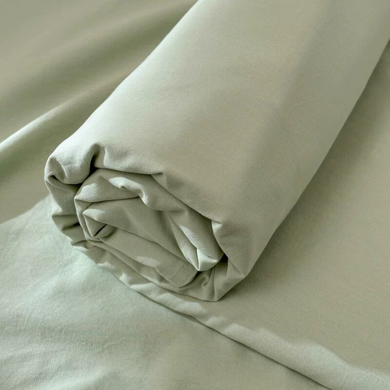 Комплект постельного белья MUJI из 100% стираного хлопка: простыня на резинке, наволочка, для общежития, студенческий,
