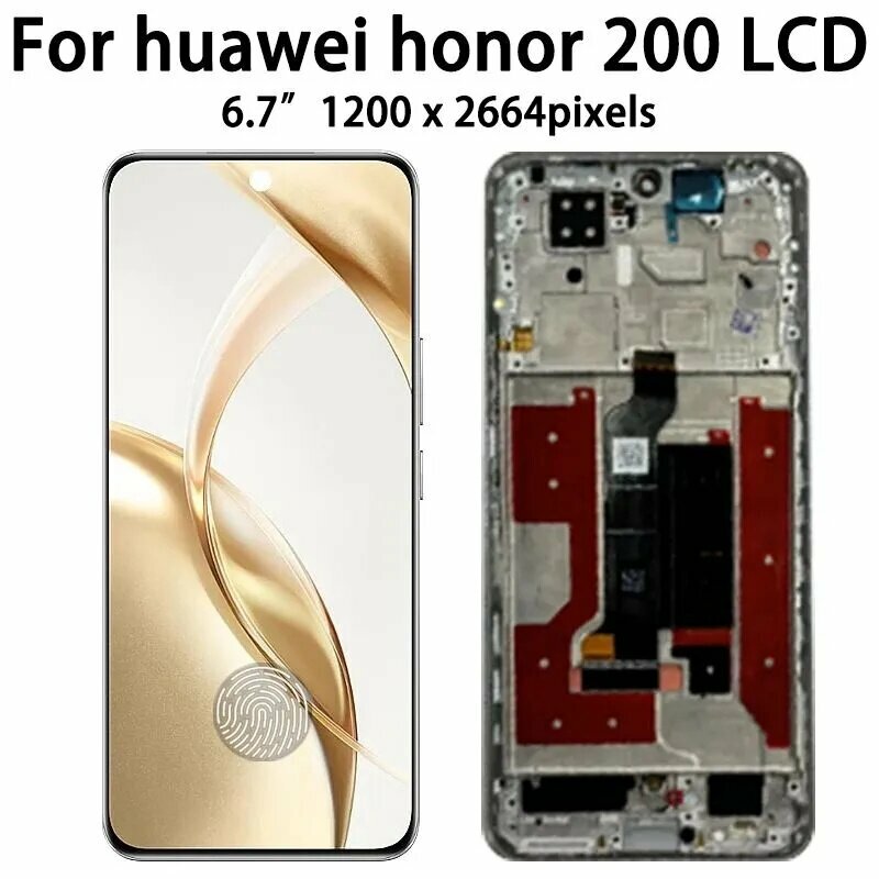 6,7-дюймовый OLED-дисплей для Honor 200, ELI-AN00, ELI-NX9, ЖК-дисплей с рамкой, сенсорный экран, панель управления, черный.