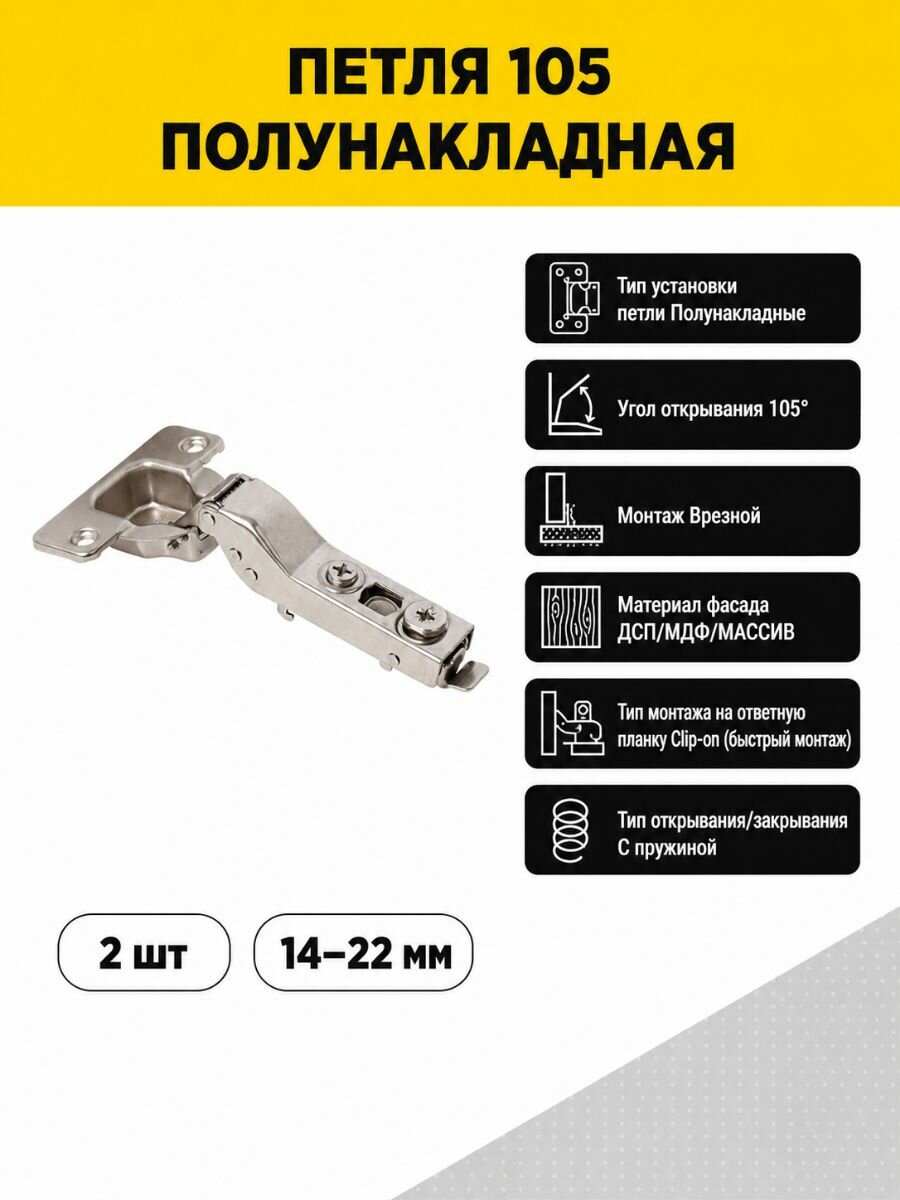 Мебельная полунакладная петля