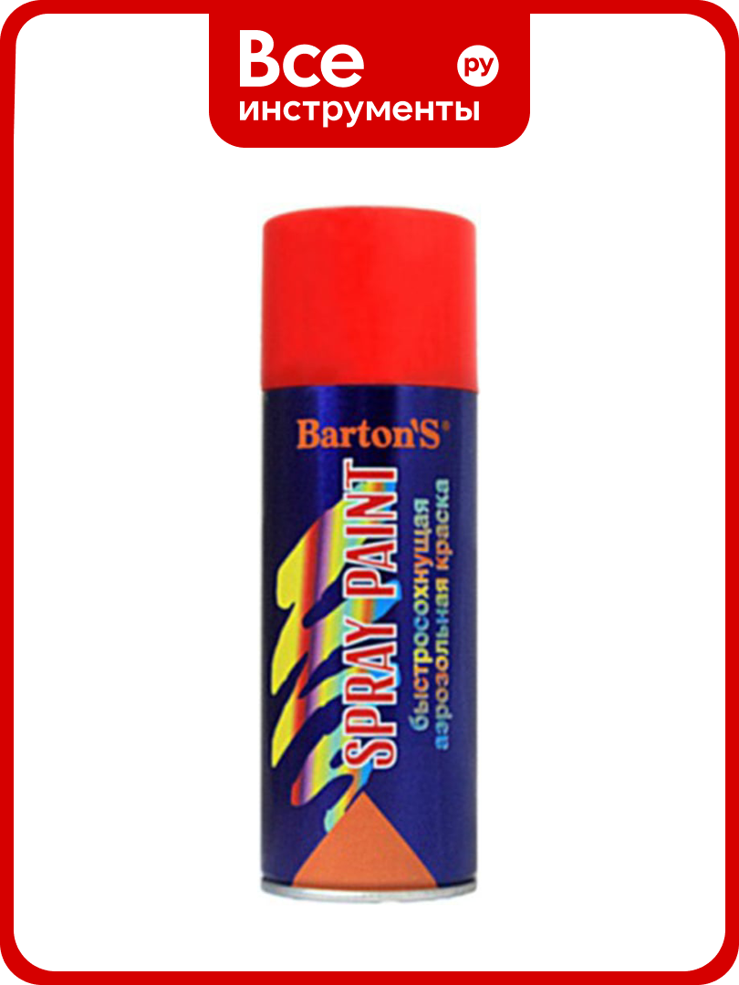 Алкидная аэрозольная краска BARTON'S Spray Paint красная глянец RAL3020, 520мл BR158, пластиковая