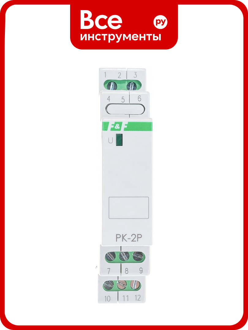 Промежуточное реле F&F PK-2P/Un230V EA06.001.009, 230 В модульный тип, двухконтактный, защита