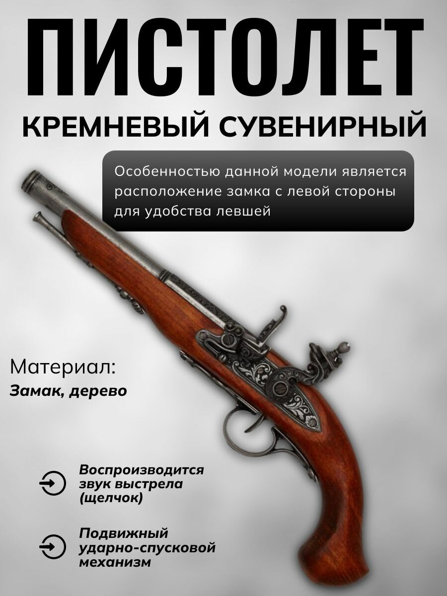 Denix Макет британского кремневого пистолета (для левой руки), XVIII век