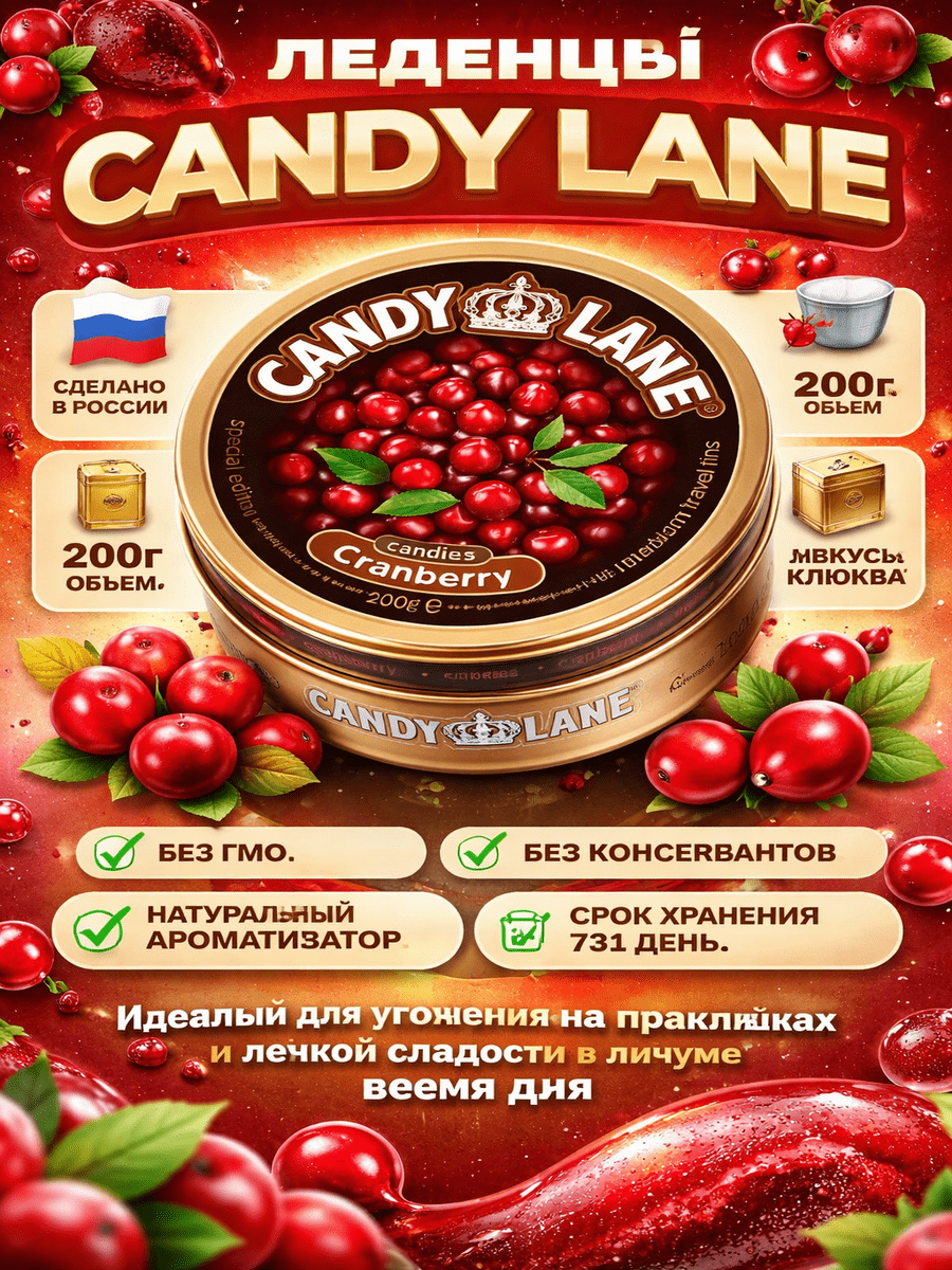 Леденцы Candy Lane Клюква, 200г