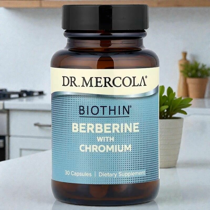 Dr. Mercola, Biothin, берберин с хромом, 30 капсул