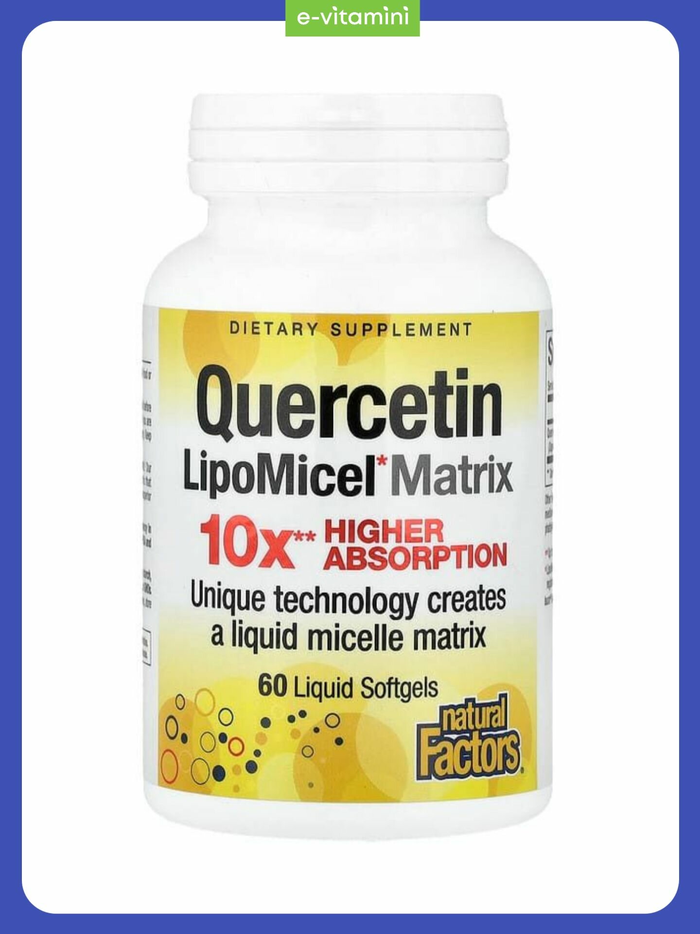 Natural Factors, LipoMicel, кверцетин, 250 мг, 60 капсул с жидкостью