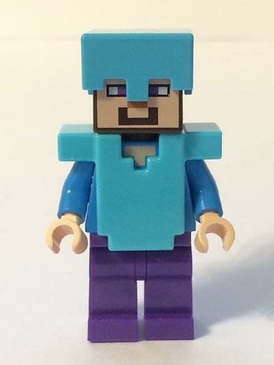 Минифигурка Lego min020 Steve - Dark Purple Legs, Medium Azure Helmet and Armor