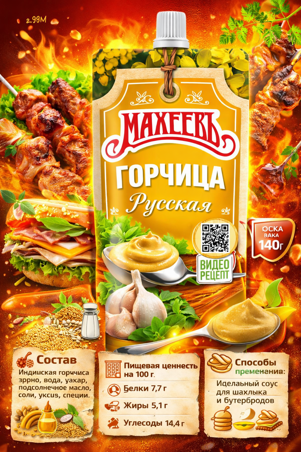Горчица махеевъ Русская, 140г