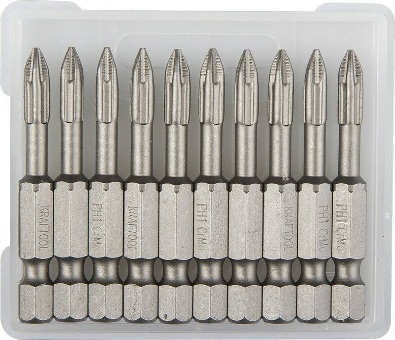 Биты Kraftool 26121-1-50-10 X-Drive PH1, 50мм, 10 шт, торсионные