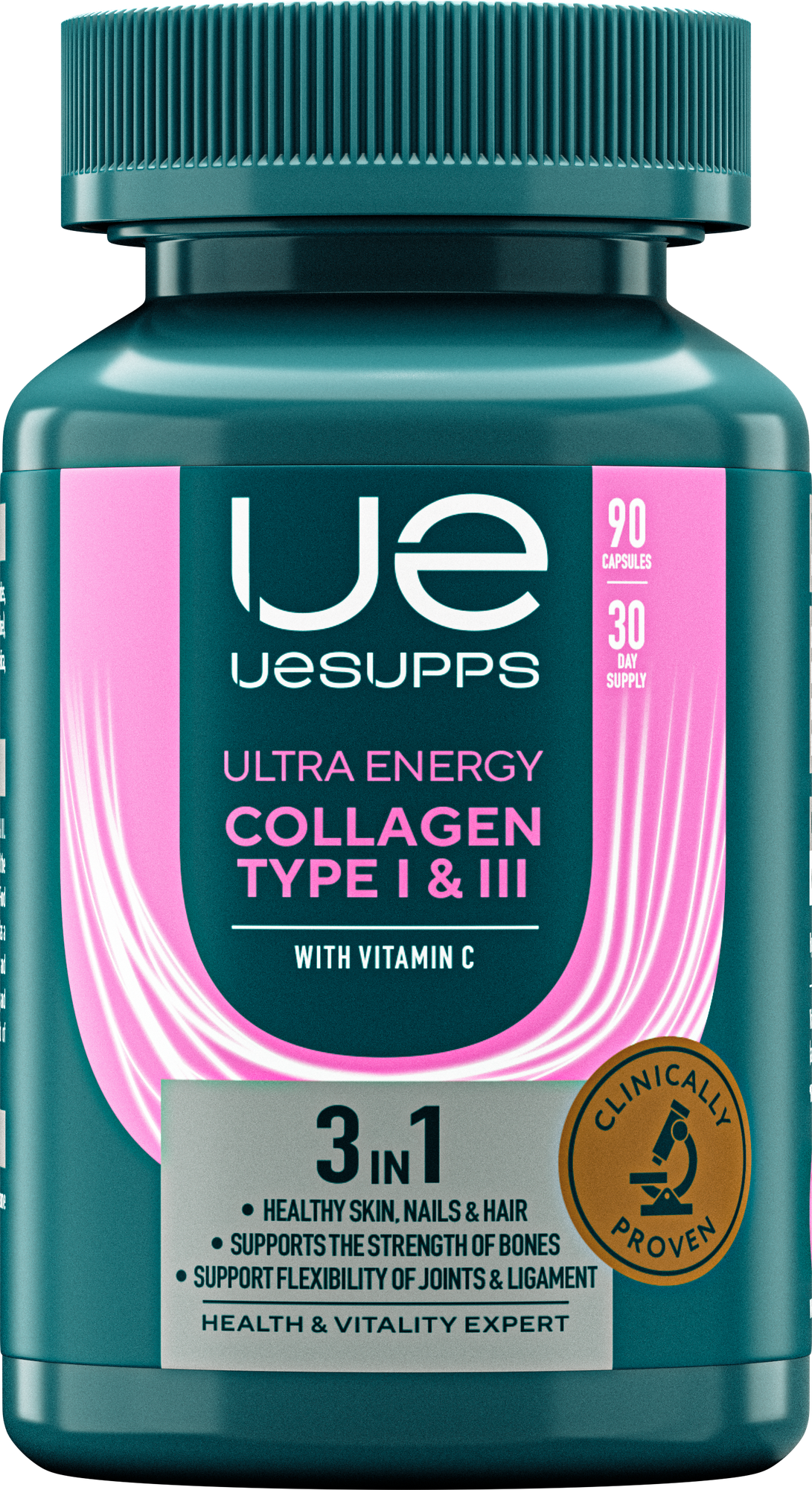 UESUPPS Коллаген I и III типа 90 капсул Ultra Energy Collagen Type I & III 90 Capsules 15g