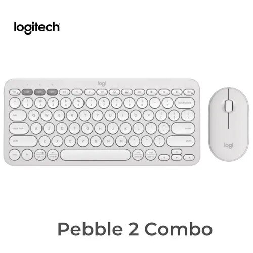 Комплект клавиатура и мышь беспроводная Pebble 2 Combo, Английская раскладка, белый