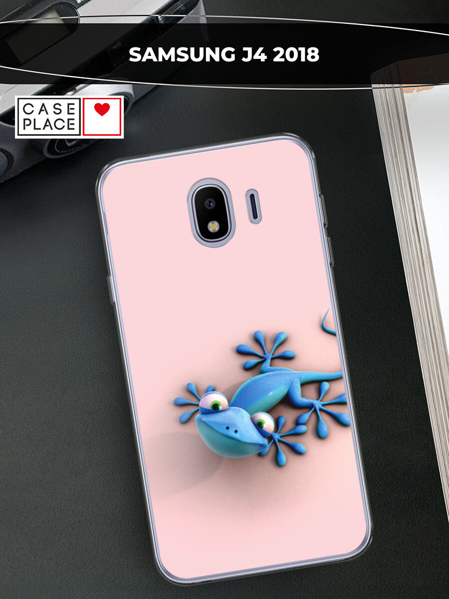 Чехол на Samsung Galaxy J4 / Самсунг Галакси Джей 4 с принтом Голубая ящерка