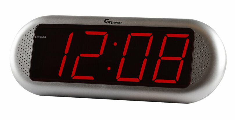 Будильник электронный сетевой светящийся гранат С-1816-Крас цвет индикации красный размер 22х8 см