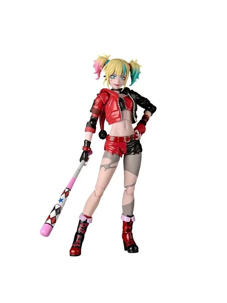 Kaiyodo Revoltech Harley Quinn Suicide Squad Isekai Ver Подвижная фигура статуи(Содержит специальные аксессуары), Экшен-фигурка аниме Kaiyodo Revoltech Харли Квинн: Отряд самоубийц Исекай (с бонусом)