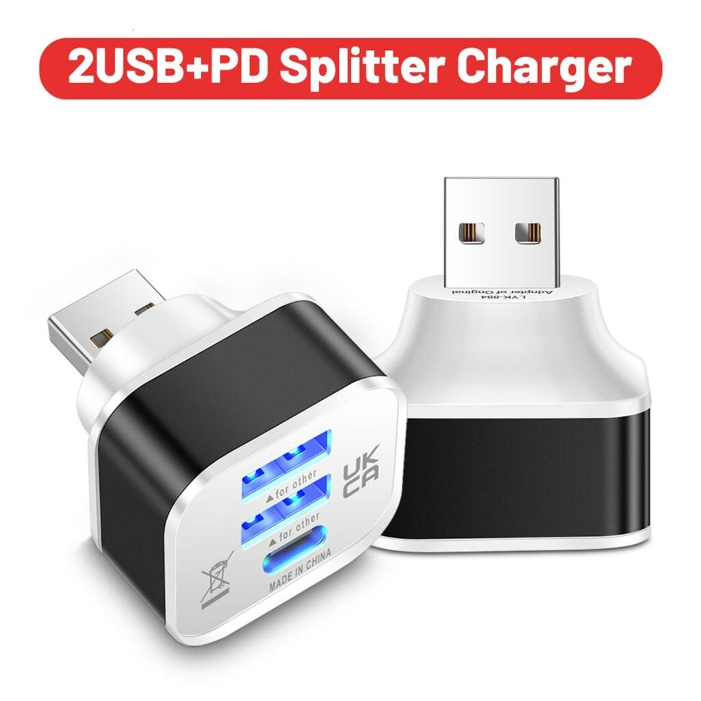 Мини-USB-адаптер-разветвитель, Золото — фото 1