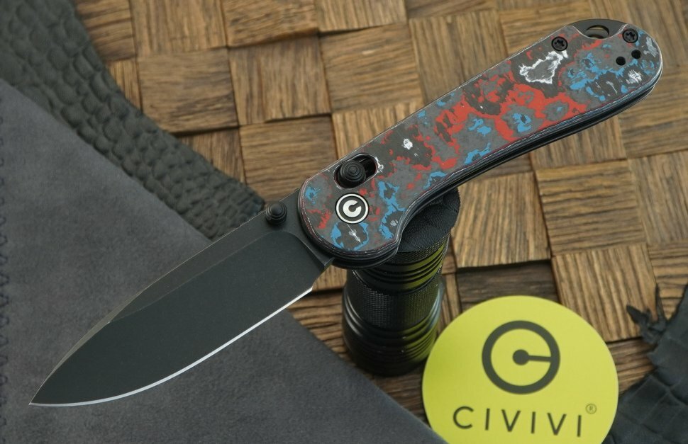 Лимитированный складной нож Civivi Elementum Crossbarlock, сталь CPM S35VN, BW, рукоять FatCarbon