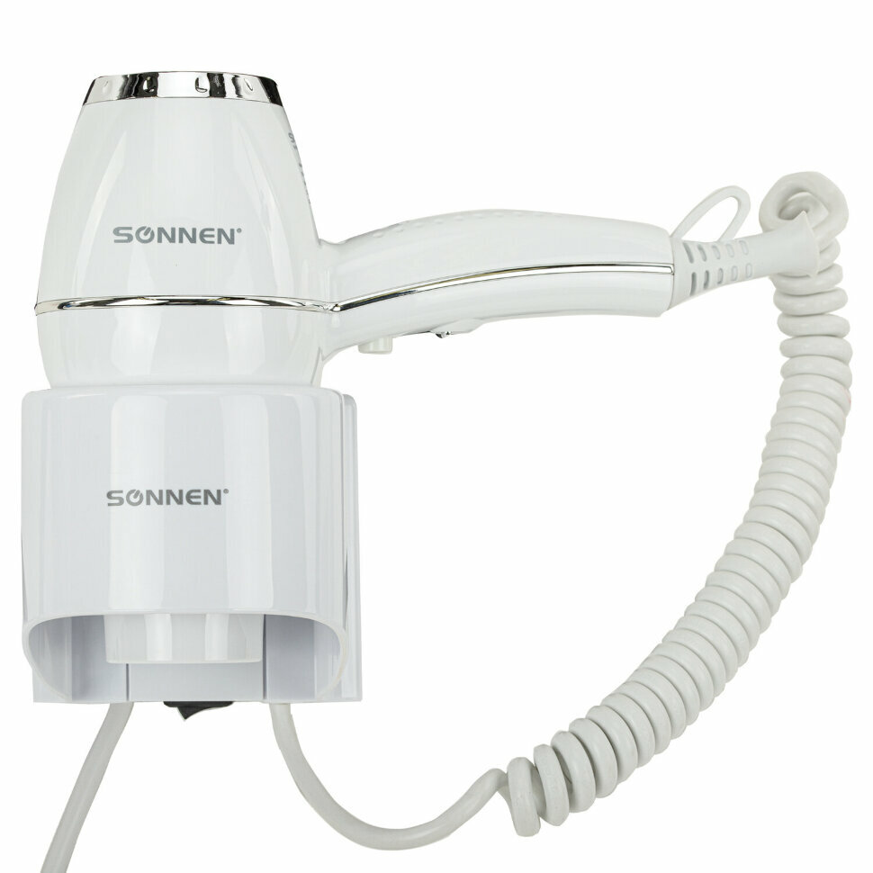 Фен для волос настенный SONNEN HD-2206 SUPER POWER, 1850 Вт, белый, 3 температурных режима, 608482, 608482