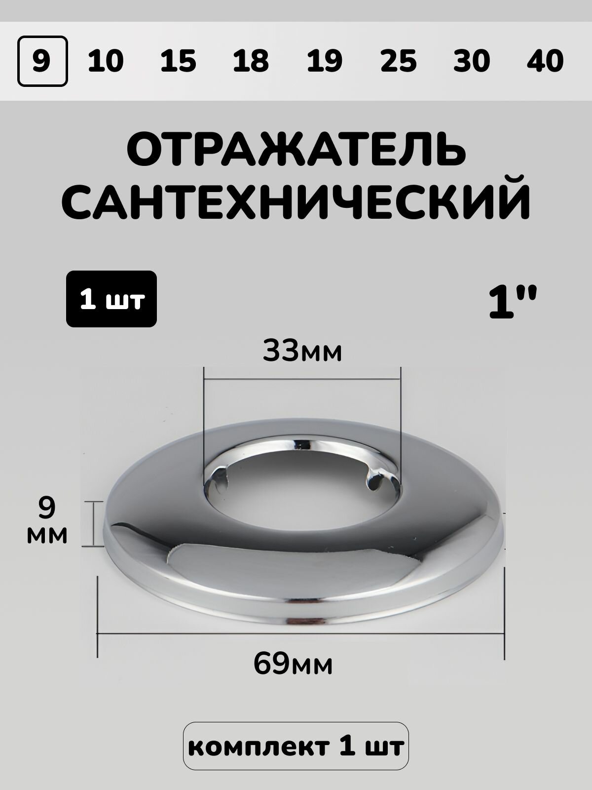Отражатель для труб, смесителя, полотенцесушителя и сифона сантехнический хром круглый глубокий 1 хром круглый глубокий отражатель для труб смесителя