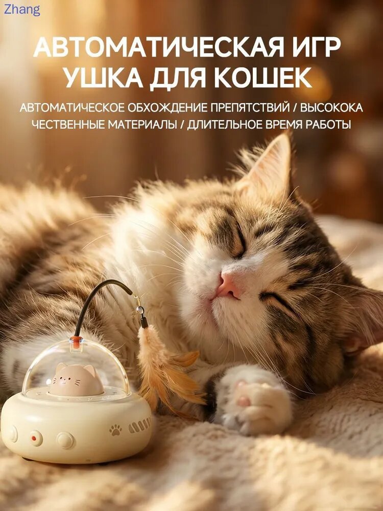 Unbranded Автоматическая удочка для кошек: лазер и перья USB зарядка 360