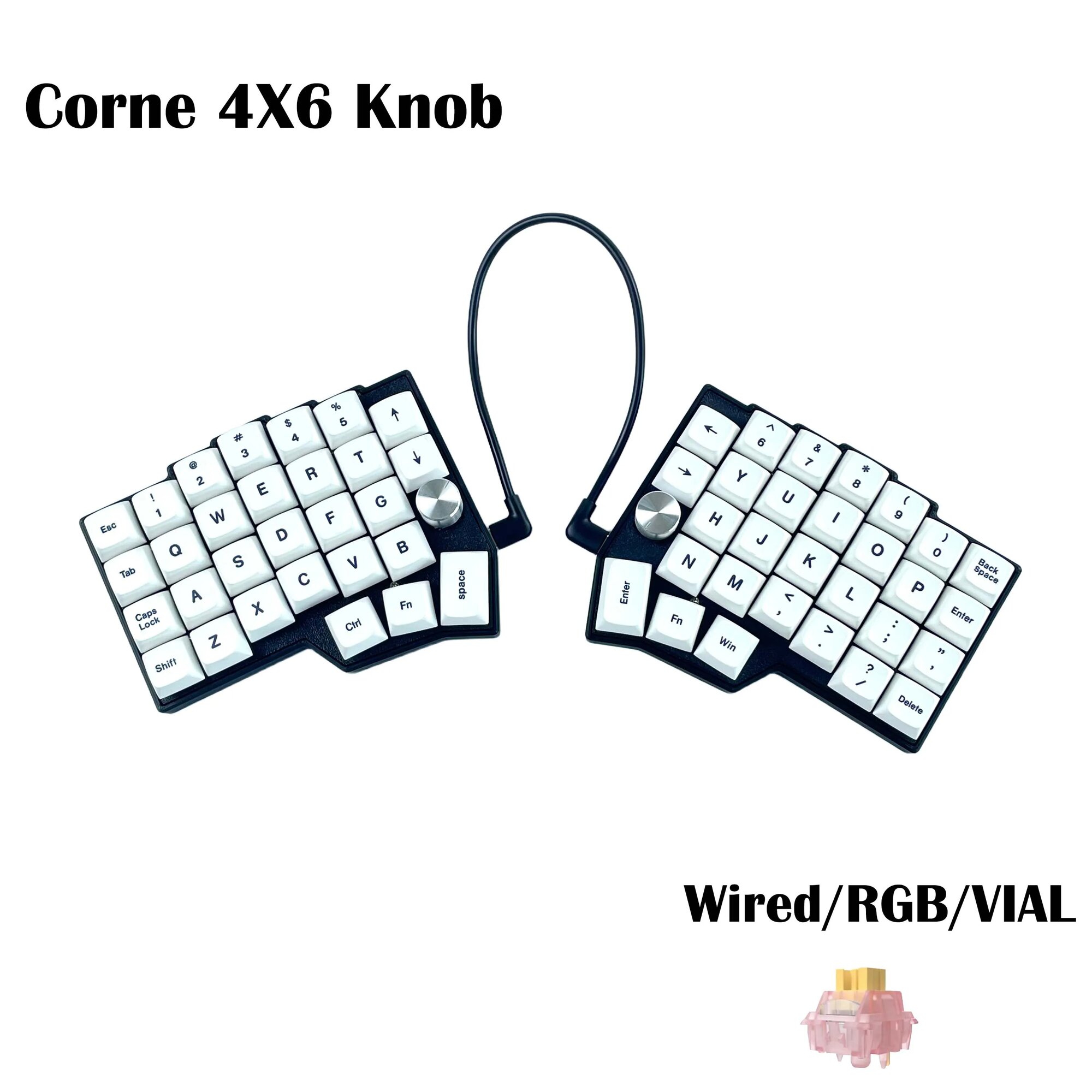 Механическая Клавиатура Corne 4×6, Сплит-дизайн, 2 Ручки, Хот-свап MX, Проводная, RGB, VIAL