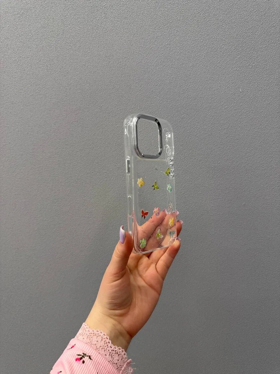 Чехол на Iphone 17 Pro , прозрачный , с добавлением фигурок . — фото 1