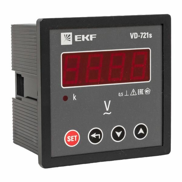 Вольтметр цифровой VD-721s на панель 72х72 (квадратный вырез) 1ф в коротком корпусе PROxima EKF VD-721s