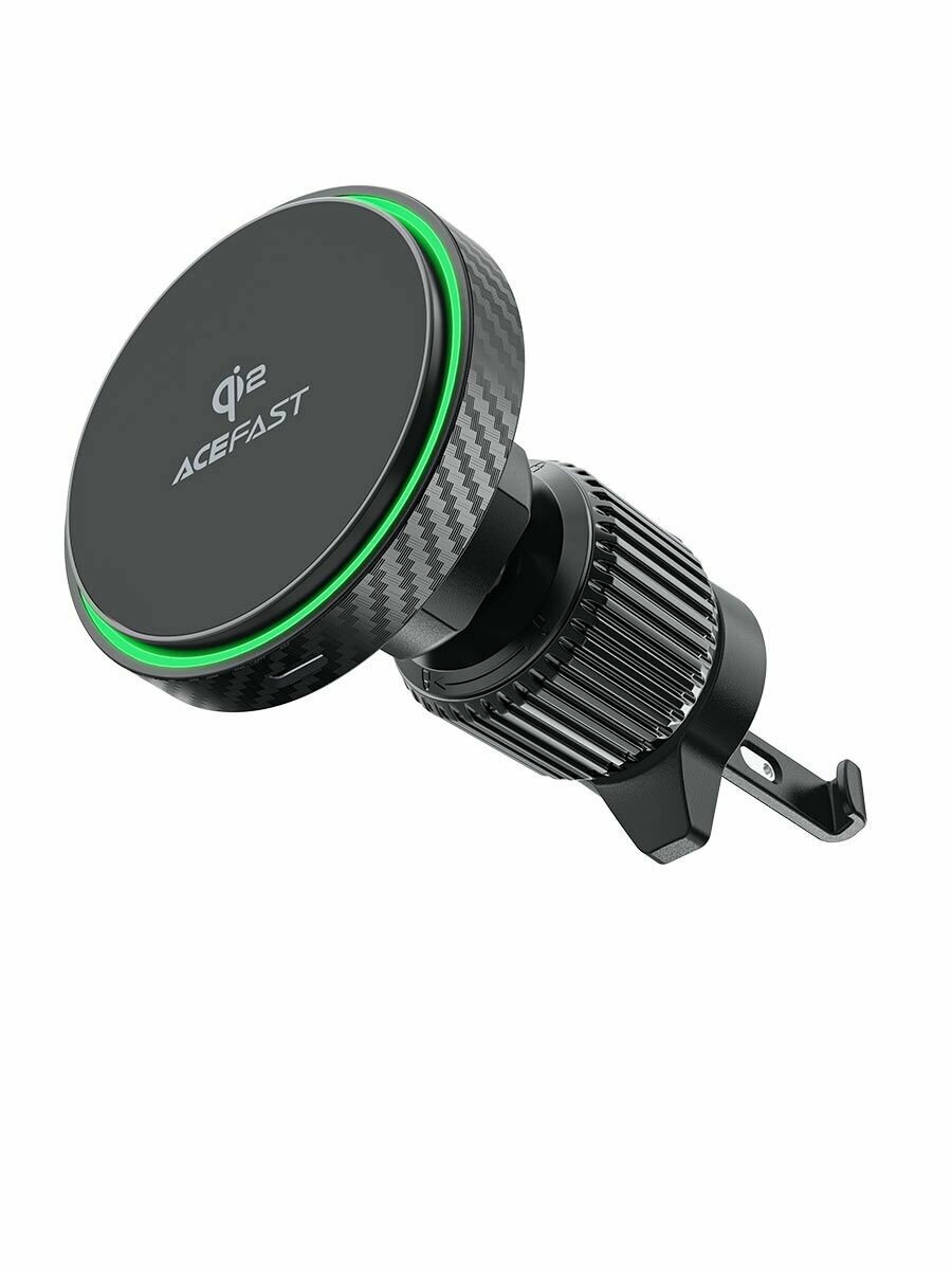Автомобильный держатель Acefast D33 (с беспроводной зарядкой 15W, Qi2, магнитный, в дефлектор) Черный
