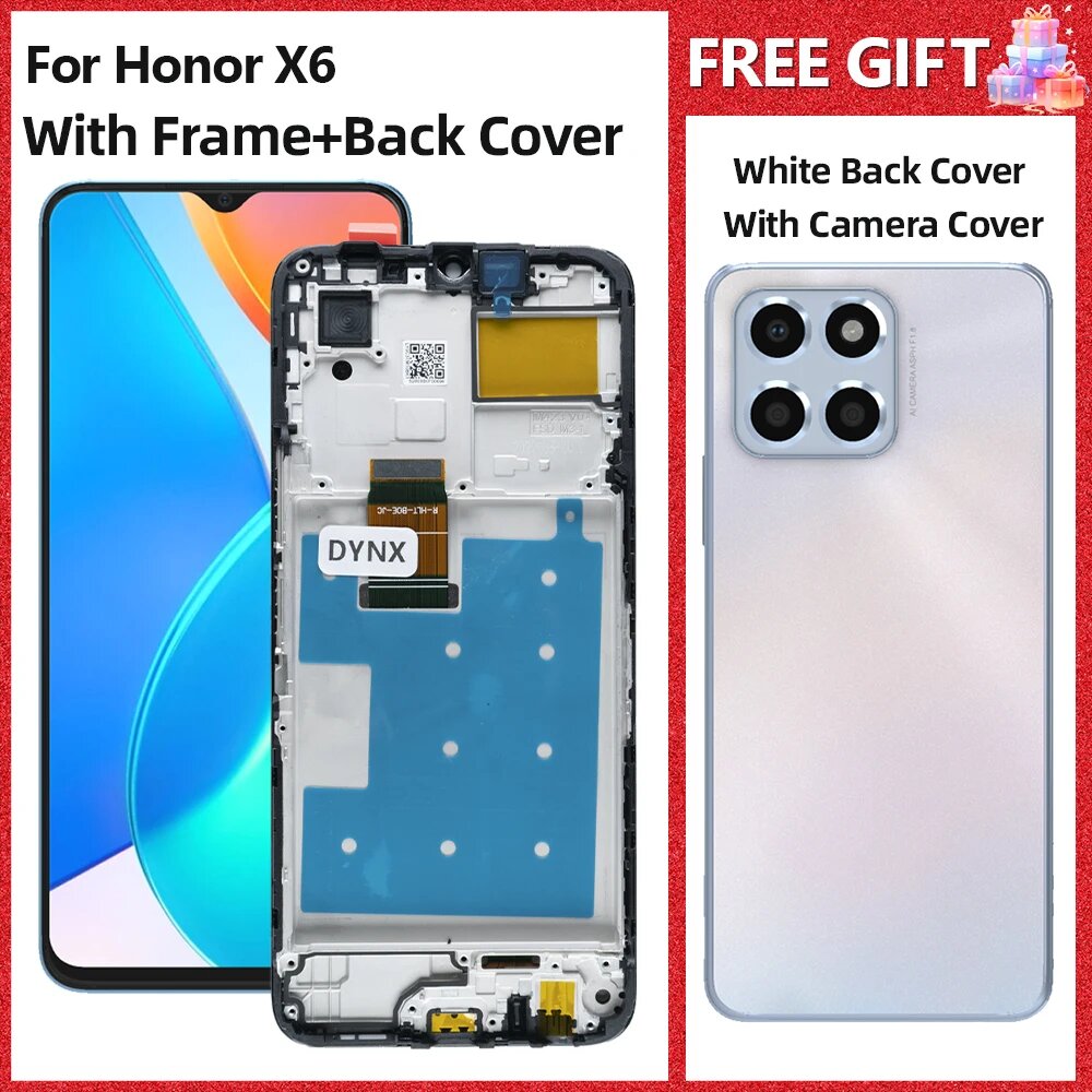 Дисплей для Honor X6 с рамкой и задней крышкой, White KIT